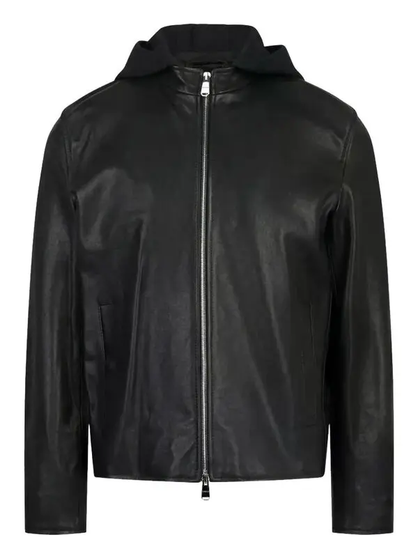 DONDUP Hooded Leather Jacket - Black