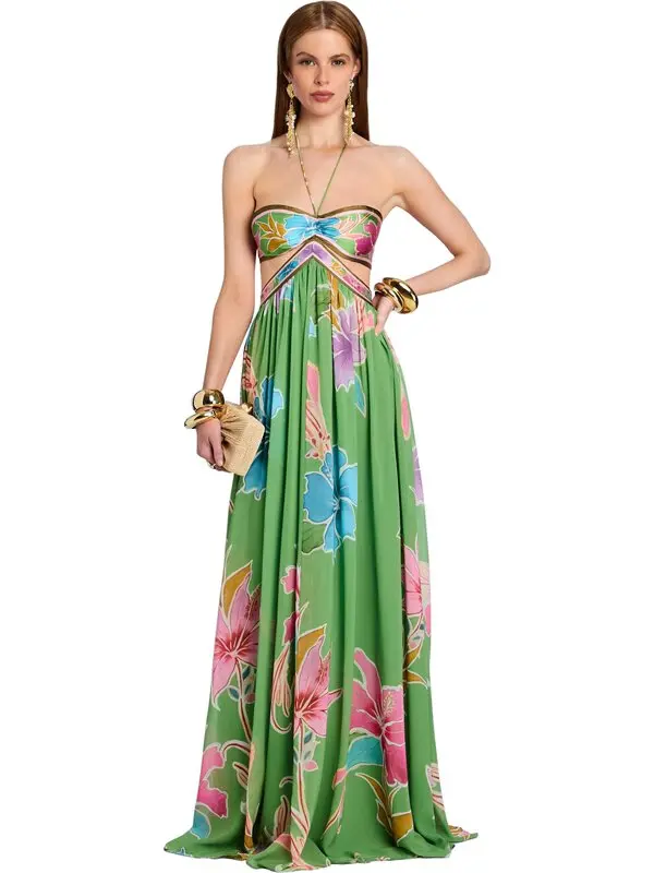 Retrofete Rabel Maxi Dress - Kiwi Hibiscus Floral