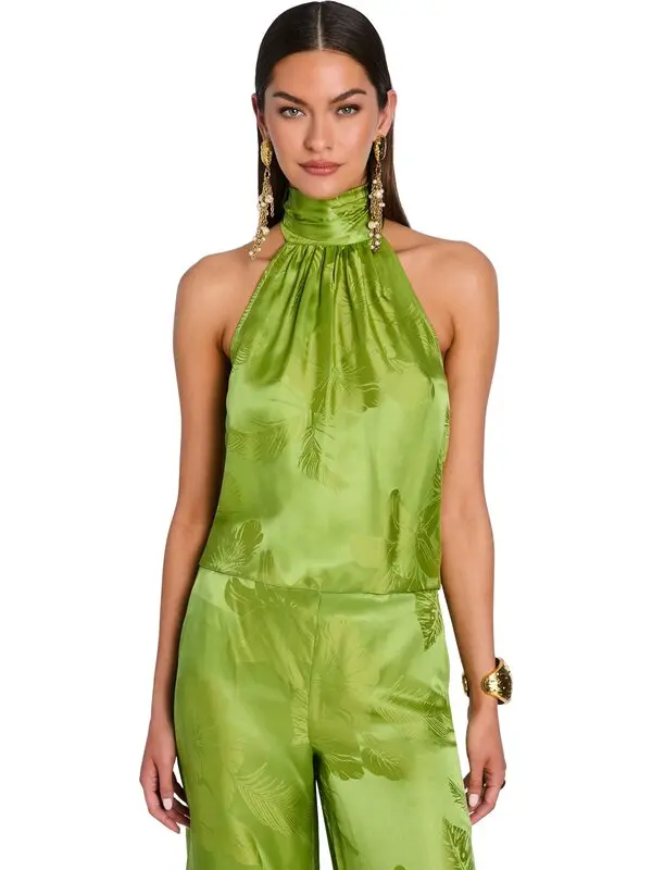 Retrofete Martana High Neck Top - Kiwi Trop Jacquard