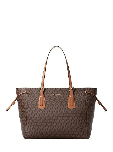 Michael Kors Voyager Large Signature Logo Top-zip Tote Bag - Brown