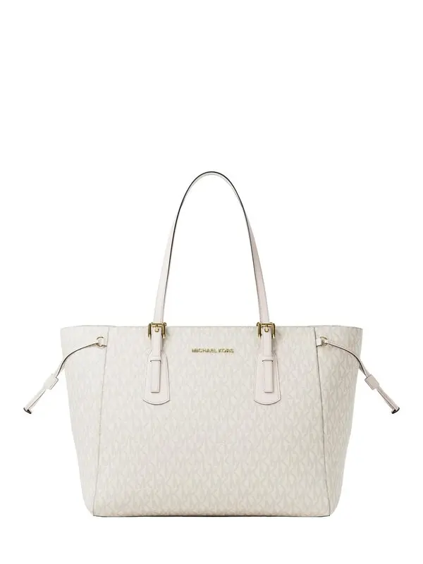 Michael Kors Voyager Large Signature Logo Top-zip Tote Bag - Natural