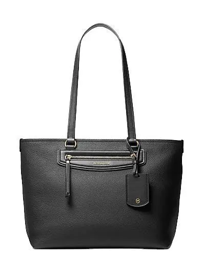 Michael Kors Jet Set Travel Medium Pebbled Leather Tote Bag - Black