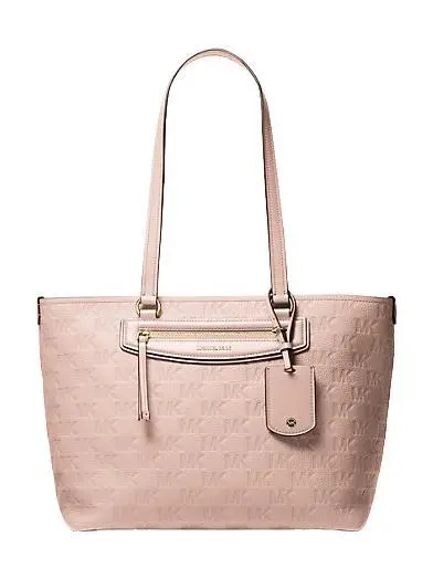Michael Kors Jet Set Travel Medium Logo Embossed Leather Tote Bag - Pink