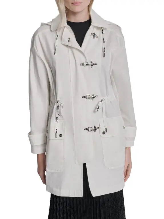 Dkny Hooded Longline Jacket - Ivory