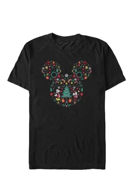 MICKEY & FRIENDS Christmas Wonderland Icon Collage Graphic T-shirt - Black