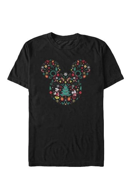 MICKEY & FRIENDS Christmas Wonderland Icon Collage Short Sleeve Graphic T-shirt - Black