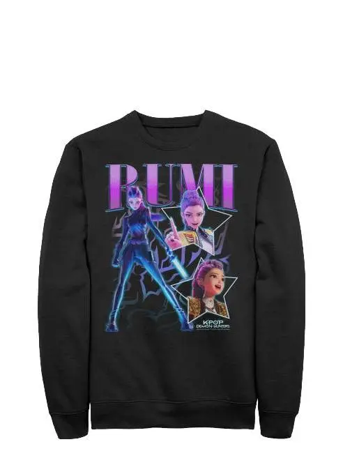 KPOP DEMON HUNTERS Rumi Super Star Logo Crewneck Sweatshirt - Black