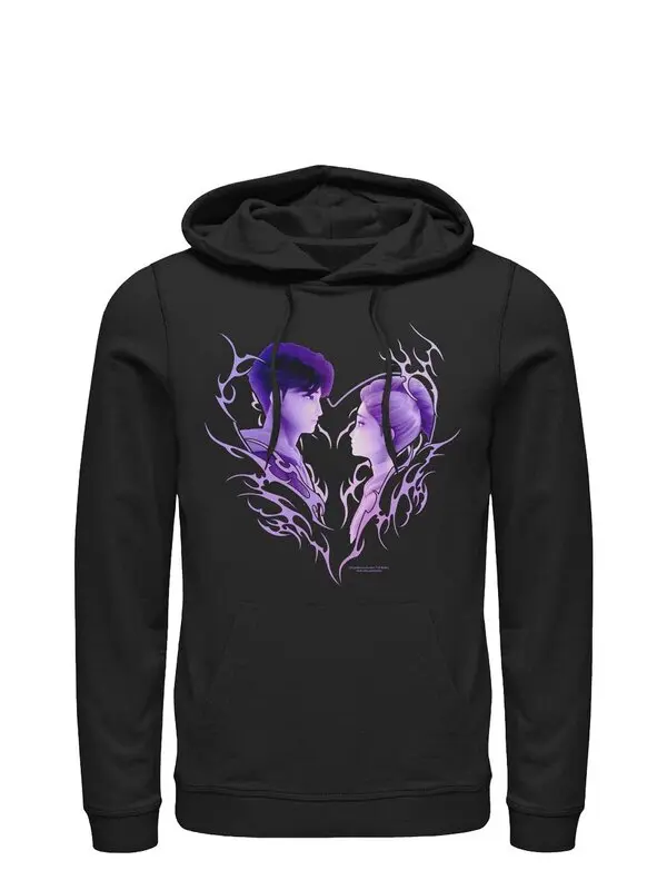 KPOP DEMON HUNTERS Jinu And Rumi Love Graphic Hoodie - Black