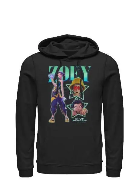 KPOP DEMON HUNTERS Zoey Super Star Logo Pull Over Hoodie - Black
