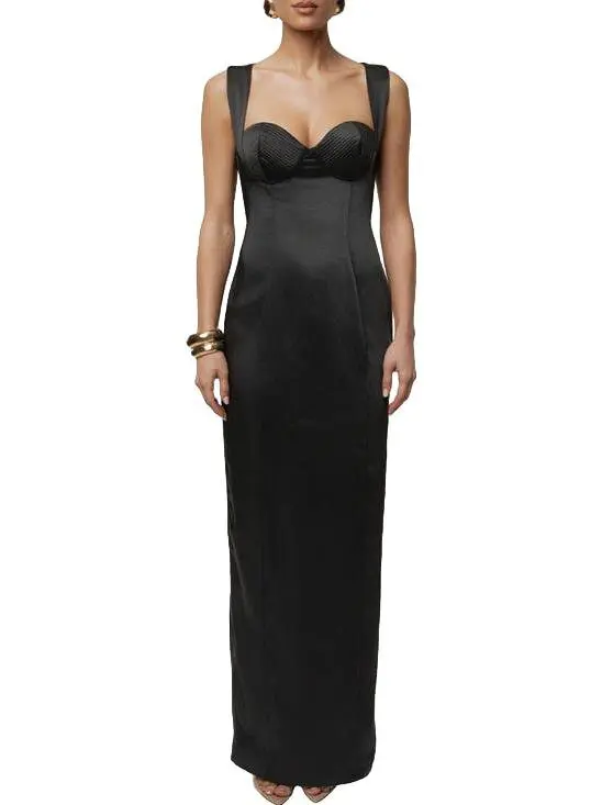 JLUXLABEL Amour Satin Maxi Dress - Black