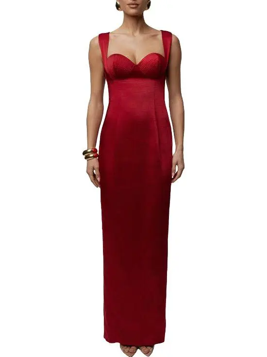 JLUXLABEL Amour Satin Maxi Dress - Red