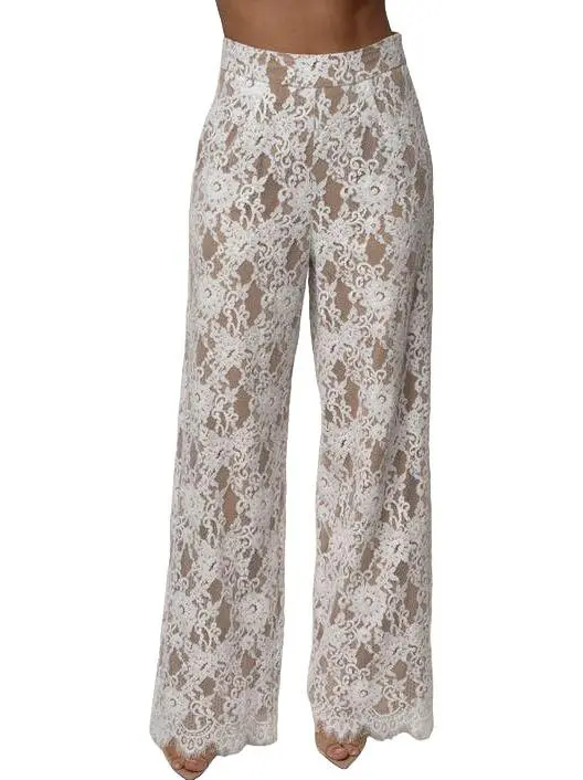 JLUXLABEL Lace Wide-leg Pant - White