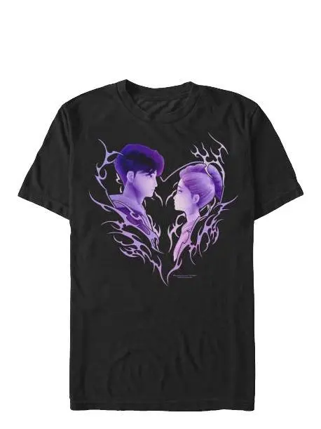 KPOP DEMON HUNTERS Jinu And Rumi Love Graphic T-shirt - Black