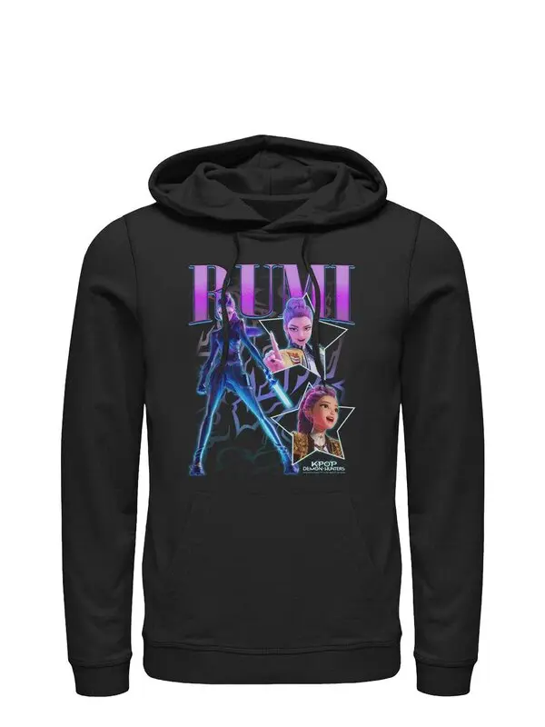KPOP DEMON HUNTERS Rumi Super Star Logo Pullover Hoodie - Black