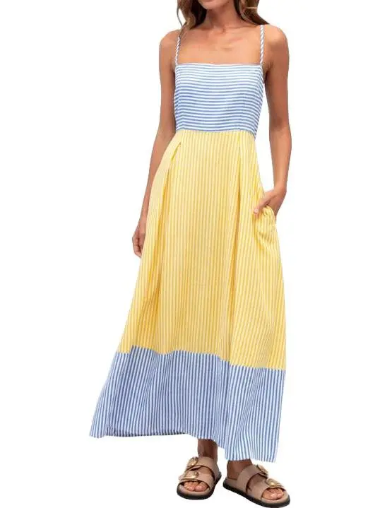 LABEL OF LOVE Isabel Striped Maxi Dress - Yellow