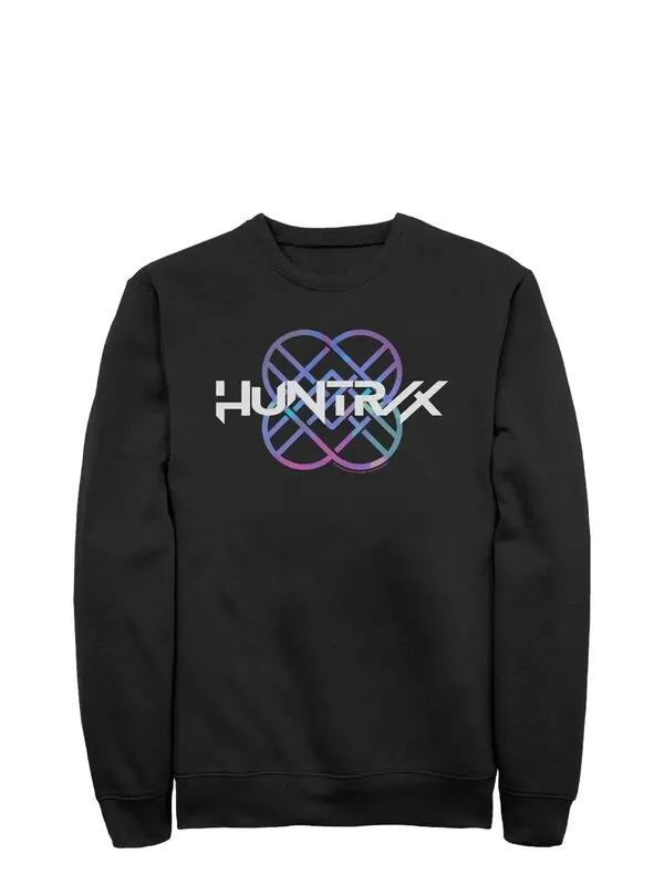 KPOP DEMON HUNTERS K-pop Demon Hunters Huntrix Holographic Logo Crewneck Sweatshirt - Black