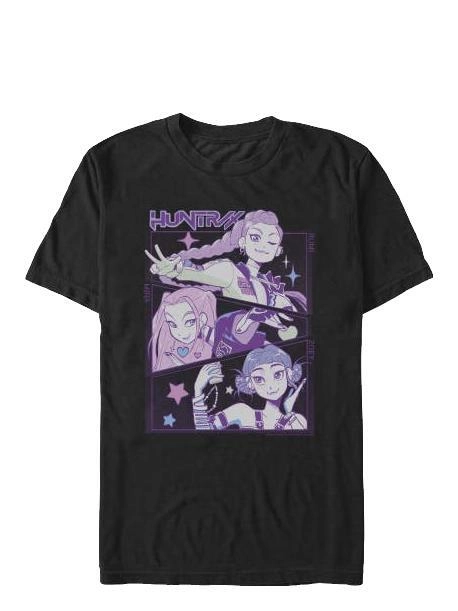 KPOP DEMON HUNTERS Huntrix Group Panels T Shirt - Black