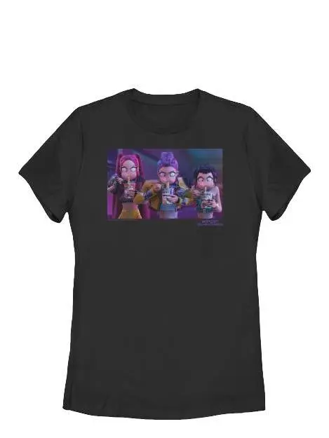KPOP DEMON HUNTERS K-pop Demon Hunters Rumi, Mira, And Zoey Ramyeon Graphic T-shirt - Black