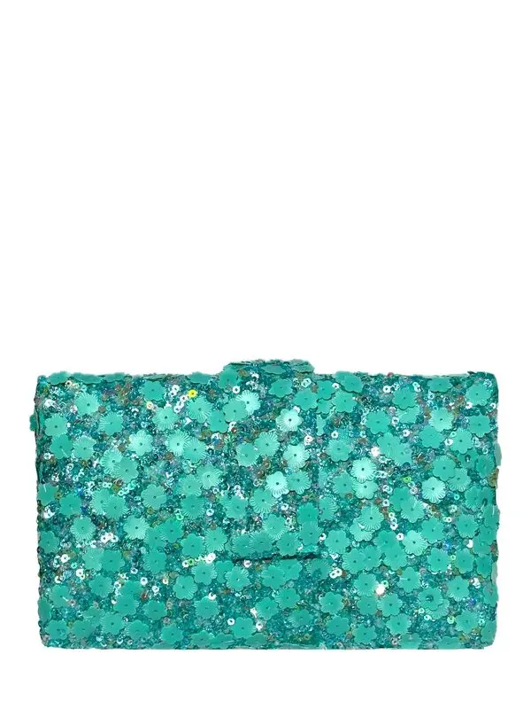 SIMITRI Floral Sequin Kitsch Clutch - Firozi
