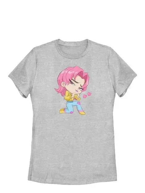 KPOP DEMON HUNTERS Chibi Romance Heart Graphic T-shirt - Athletic Heather