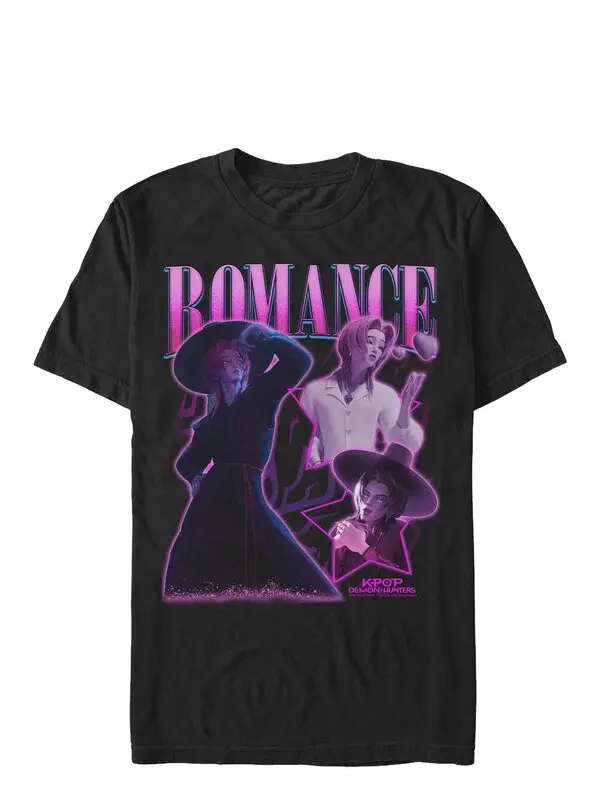 KPOP DEMON HUNTERS Romance Saja Collage Graphic T-shirt - Black