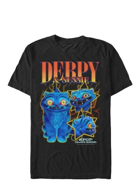 KPOP DEMON HUNTERS Derpy And Sussie Friends T Shirt - Black