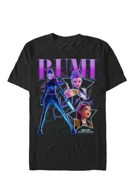 KPOP DEMON HUNTERS Rumi Super Star Logo Graphic T-shirt - Black
