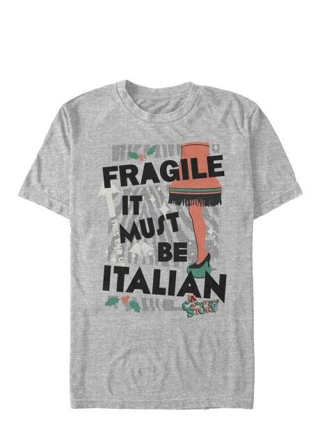A CHRISTMAS STORY Fragile It Must Be Italian Short Sleeve Graphic T-shirt - Athletic Heather