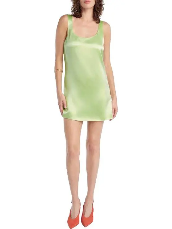 FAVORITE DAUGHTER Sleeveless Satin Mini Dress - Green Tea