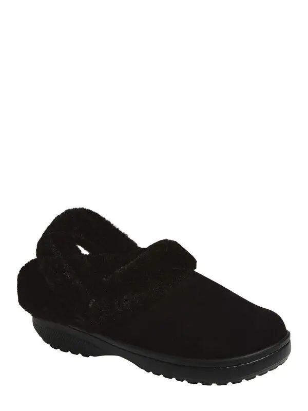 CROCS Faux Suede And Faux Fur Clog - Black