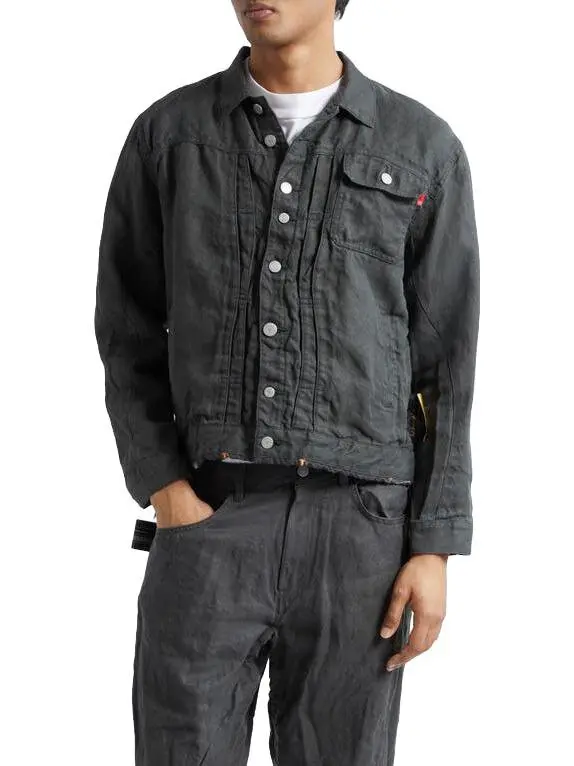 UNDERCOVERISM Linen Denim Jacket - Khaki Gray