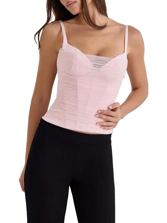 House Of Cb Lini Mesh Corset Top - Blush Pink