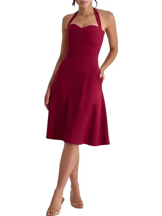 House Of Cb Carolla Halter Mini Dress - Wine