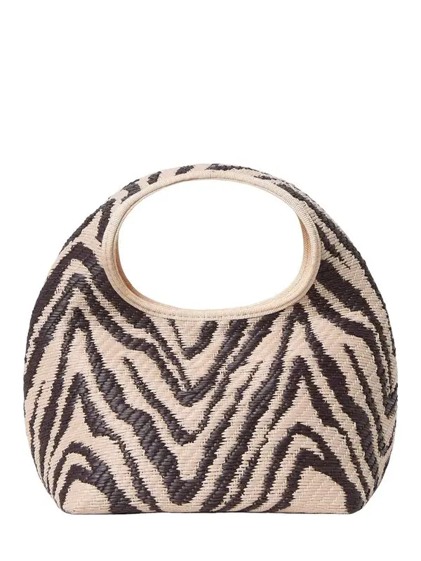 LOEFFLER RANDALL Kenzie Woven Raffia Top Handle Bag - Vintage Zebra