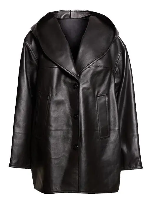 Alaïa Hooded Leather Coat - Noir Alaia