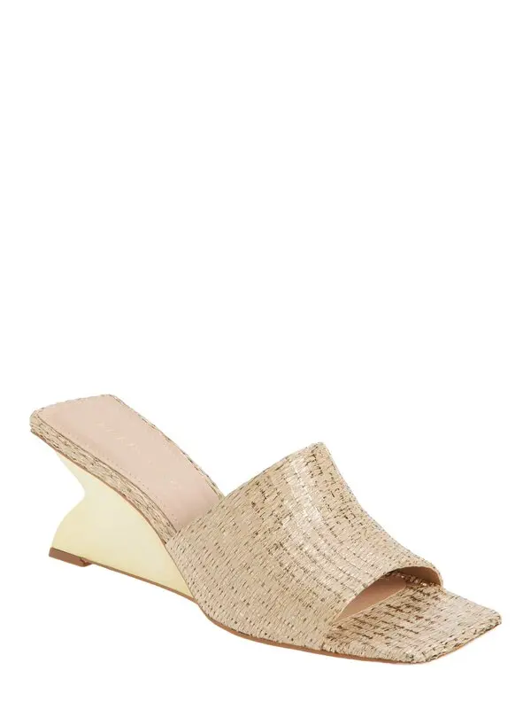 KOKO + PALENKI Talo Wedge Slide Sandal - Gold Metallic Fabric
