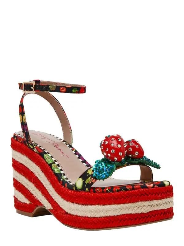 Betsey Johnson Bobbie Platform Wedge Sandal - Black Multi