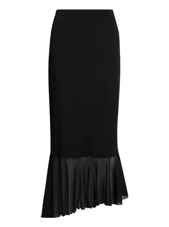 Loveappella Flounce Hem Midi Skirt - Black