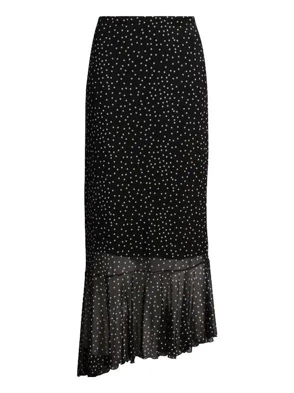 Loveappella Polka Dot Mesh Midi Skirt - Black