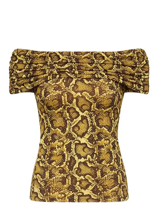 MARINE SERRE Python Print Jersey Top - Yellow