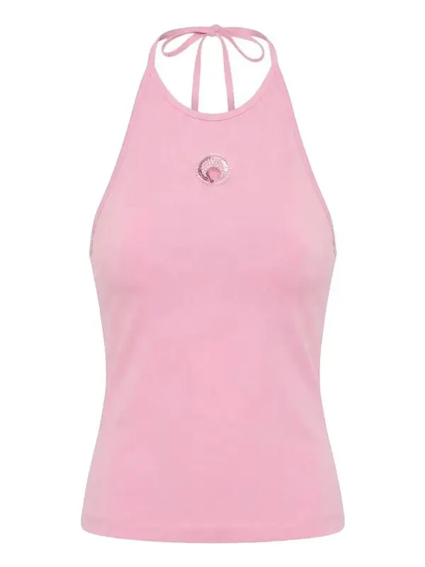 MARINE SERRE Pearl Logo Halterneck Top - Pink