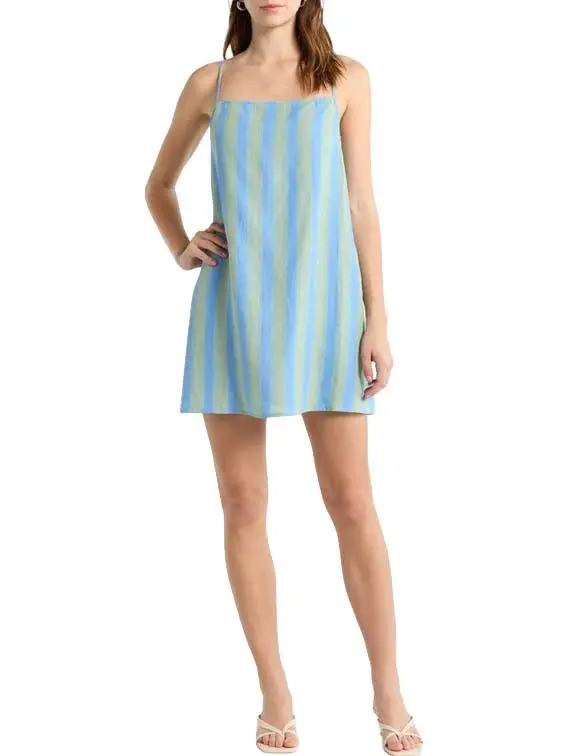 Staud Laura Stripe Linen Minidress - Seaport Stripe