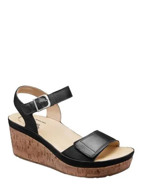 Samuel Hubbard Portola Two-strap Wedge Sandal - Black Leather/black Leather