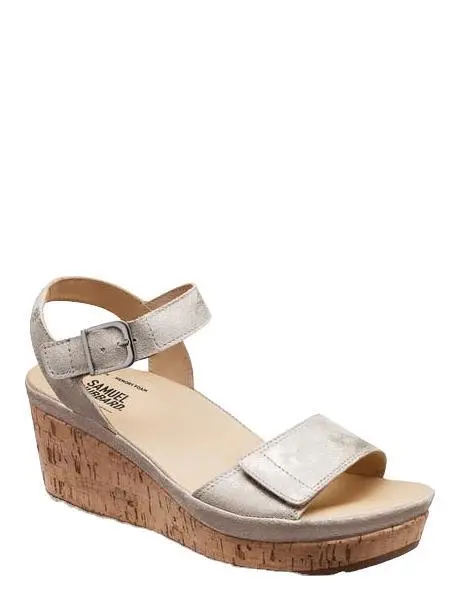 Samuel Hubbard Portola Two-strap Wedge Sandal - Champagne Suede