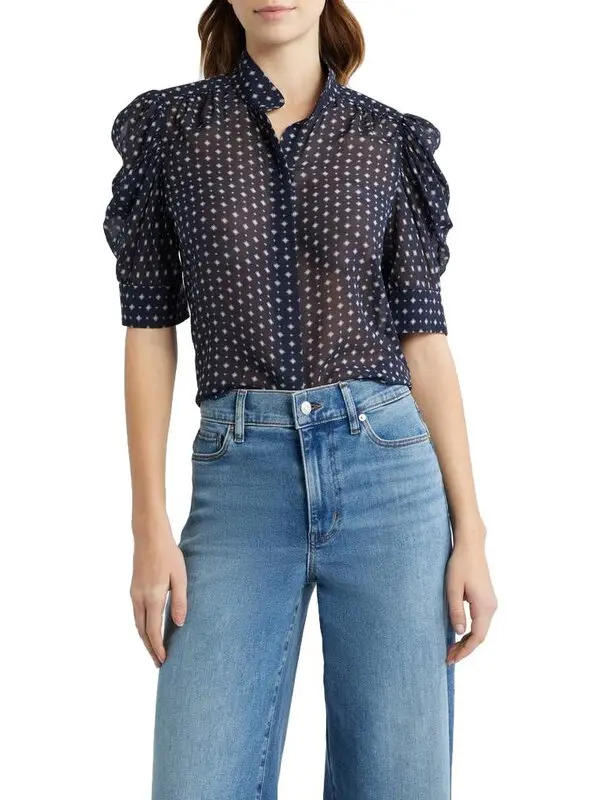 FRAME Gillian Print Silk Shirt - Navy Multi