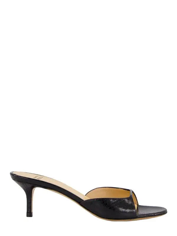 FRANCESCO RUSSO Mule In Watersnake Leather - Black
