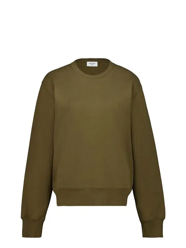 Saint Laurent Cassandre Logo Crewneck Sweatshirt - Green