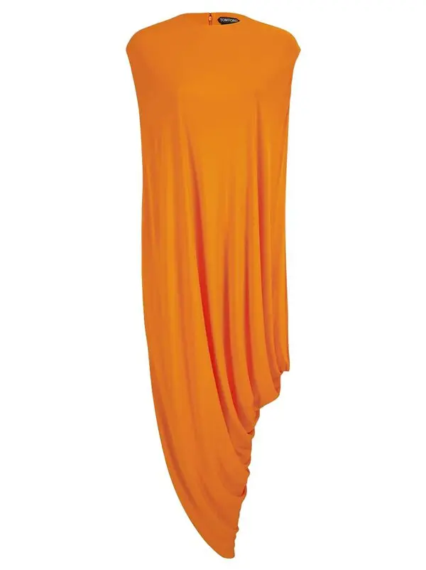 TOM FORD Jersey Asymmetric Sleeveless Dress - Orange