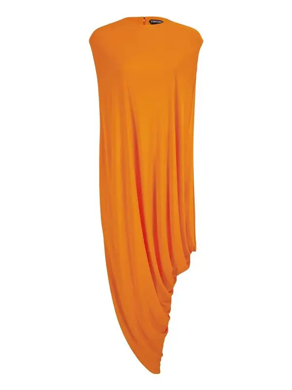 TOM FORD Jersey Asymmetric Sleeveless Dress - Orange