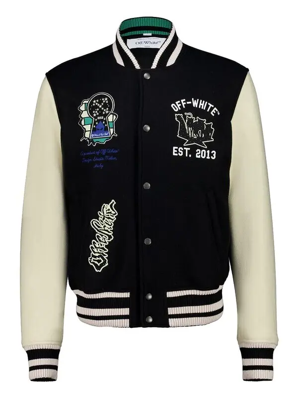 Off-White Panthers Wool Varsity Jacket - Black